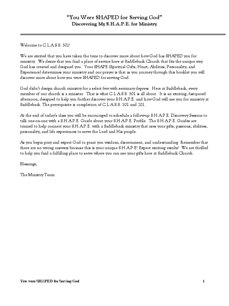 SHAPED For Serving God | PDF | Spiritual Gift | Extraversion And ...