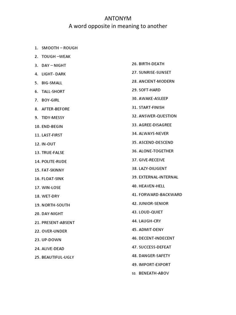 English (Antonym, Synonym and Homonyms) | PDF | Lexical Semantics ...