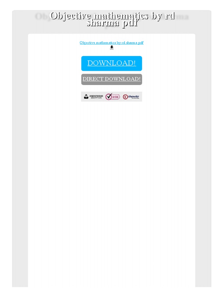 Objective Mathematics by RD Sharma PDF | PDF