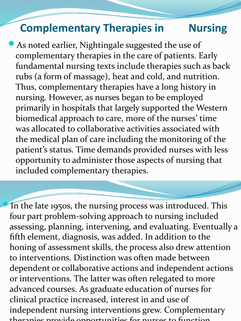 Complementary Therapies in Nursing | PDF | Psychotherapy | Family Therapy