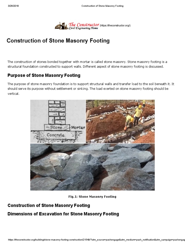 Construction of Stone Masonry Footing PDF | PDF | Masonry | Foundation ...