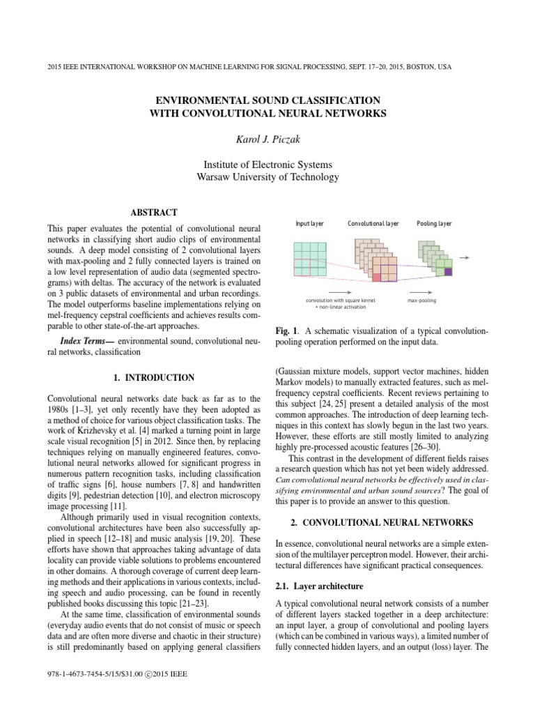 Environmental Sound Classificationwith Convolutional Neural Networks Pdf Artificial Neural