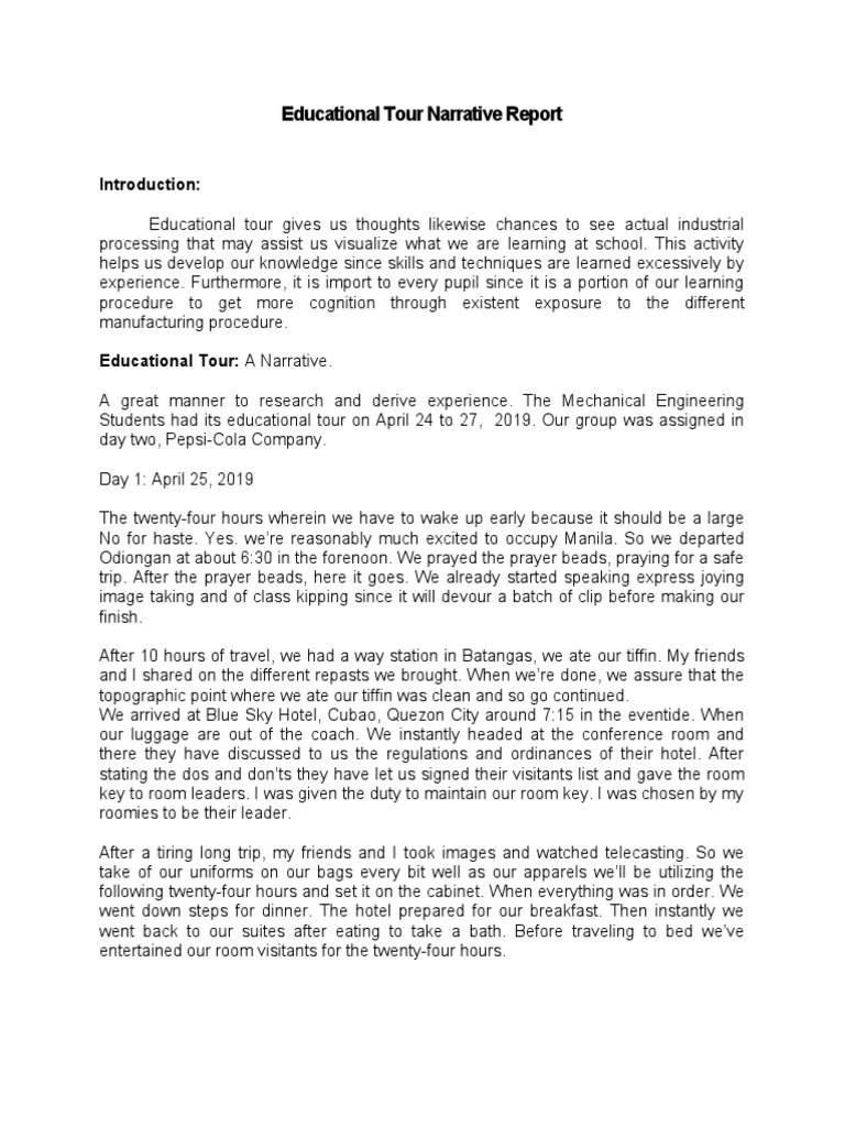 Educational Tour Narrative Report | PDF | Language Arts & Discipline