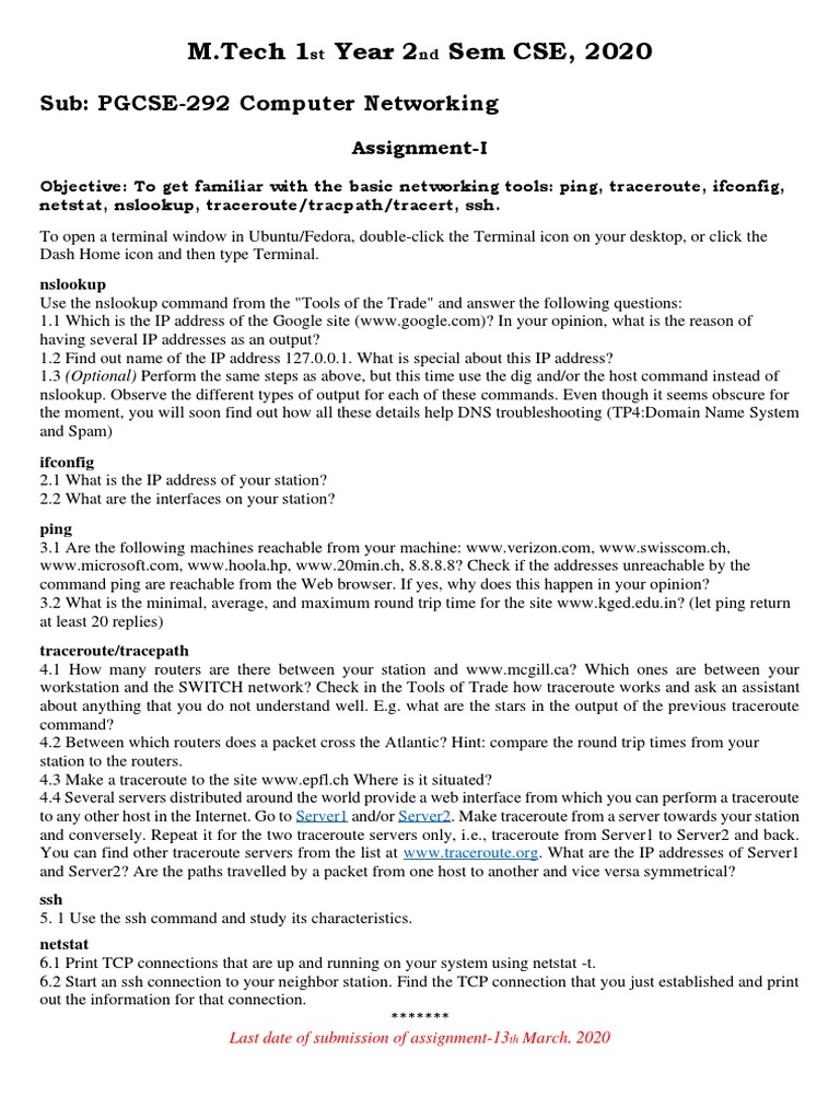 Computer Networking Assignment Guide | PDF | Router (Computing) | Transmission Control Protocol