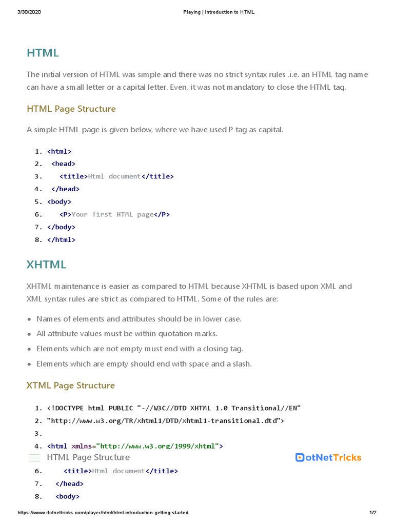 HTML Page Structure | PDF