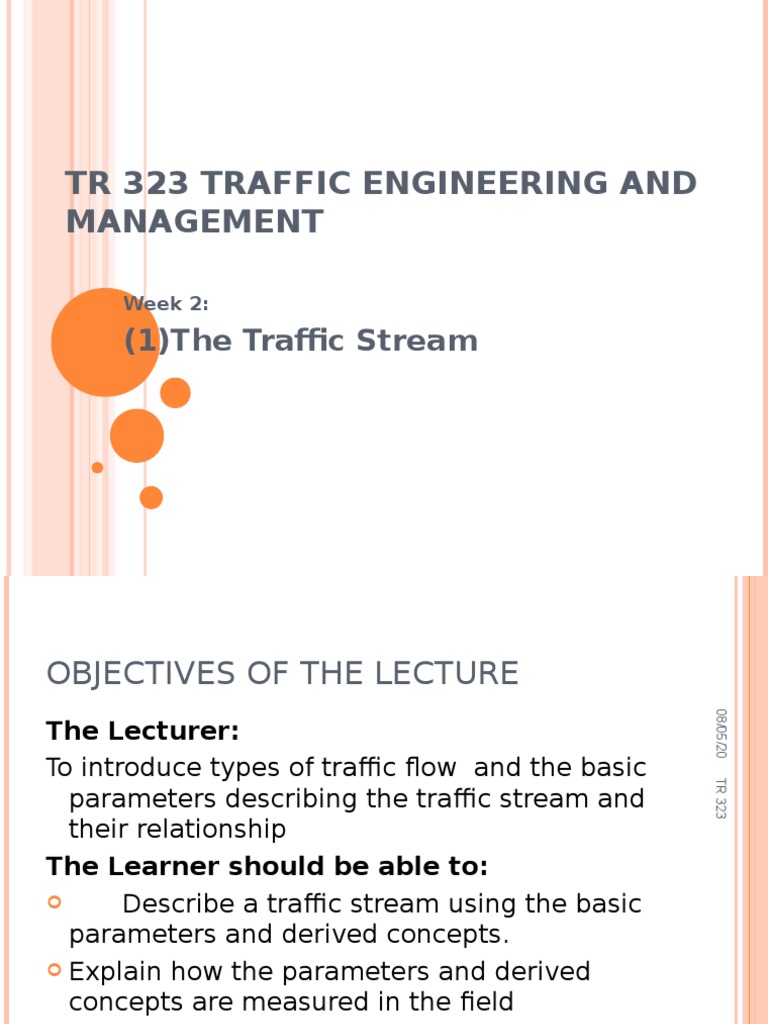Lecture 3 The Traffic Stream | PDF | Traffic | Speed