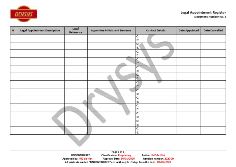 4.2 Legal Appointment Register | PDF