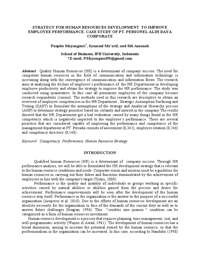 Strategy For Human Resource Development | PDF | Competence (Human ...