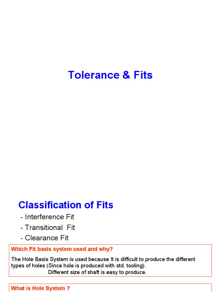 Tolerance and Fit Classifications | PDF