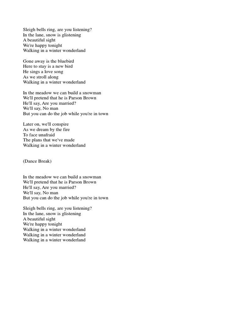 Lyrics Walking in A Winter Wonderland PDF | PDF