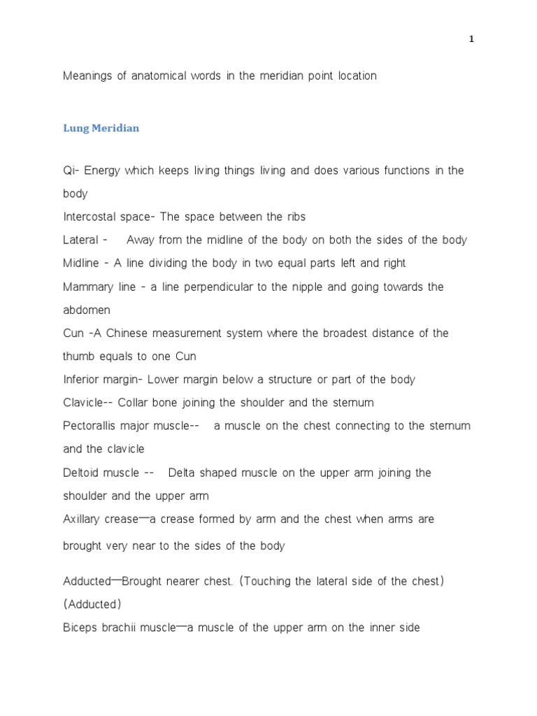 Anatomical Words in Point Locations | PDF | Hand | Anatomical Terms Of ...