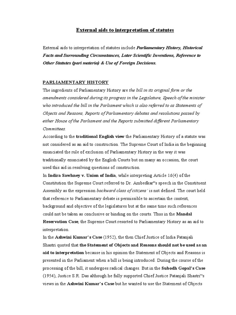 External Aids | PDF | Precedent | Statutory Interpretation