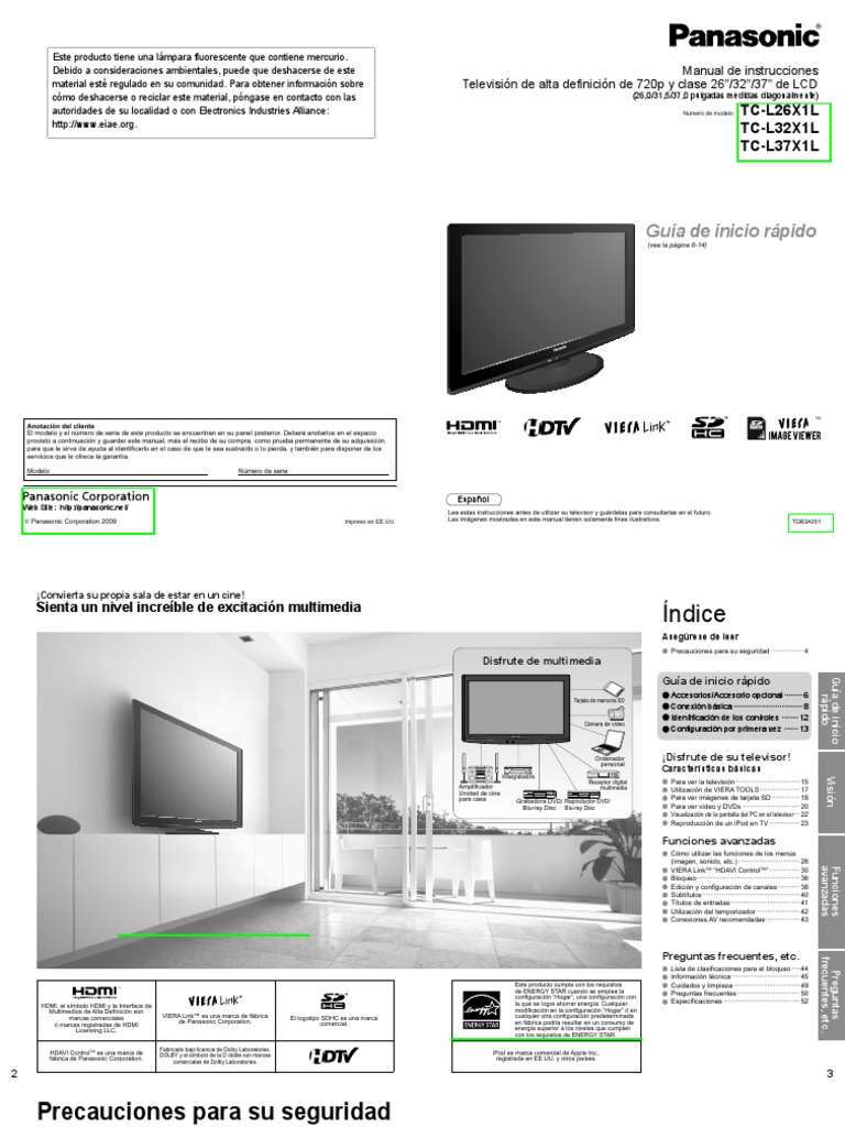 Manual Panasonic | PDF | Hdmi | Televisión