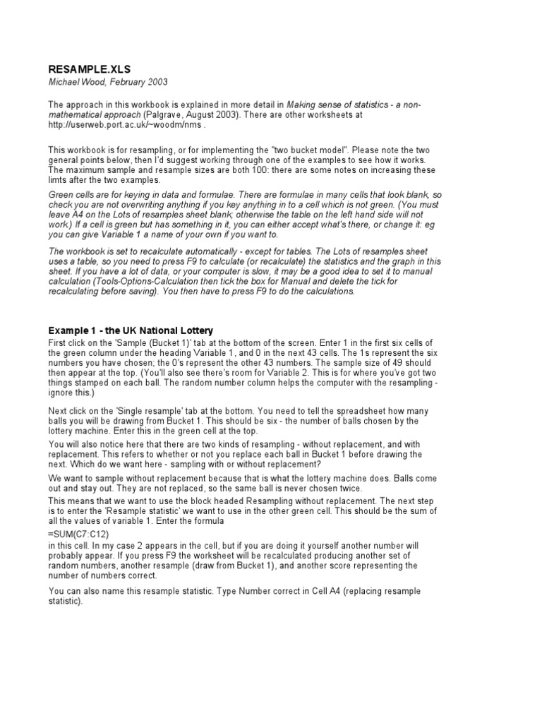 UK Lottery Resampling Guide | PDF | Resampling (Statistics) | Mean