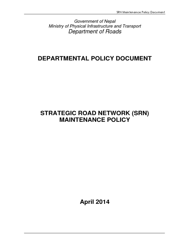 Departmental Policy Document: Department of Roads | PDF | Road | Audit