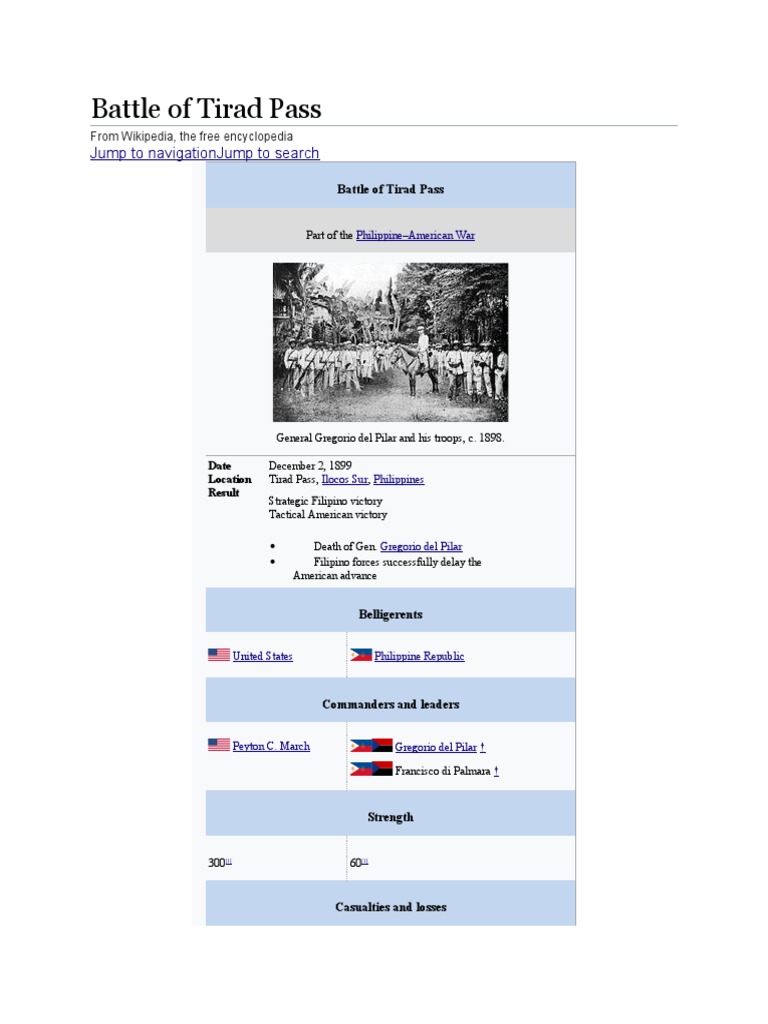 Battle of Tirad Pass | PDF | Philippines | Wars Of Independence