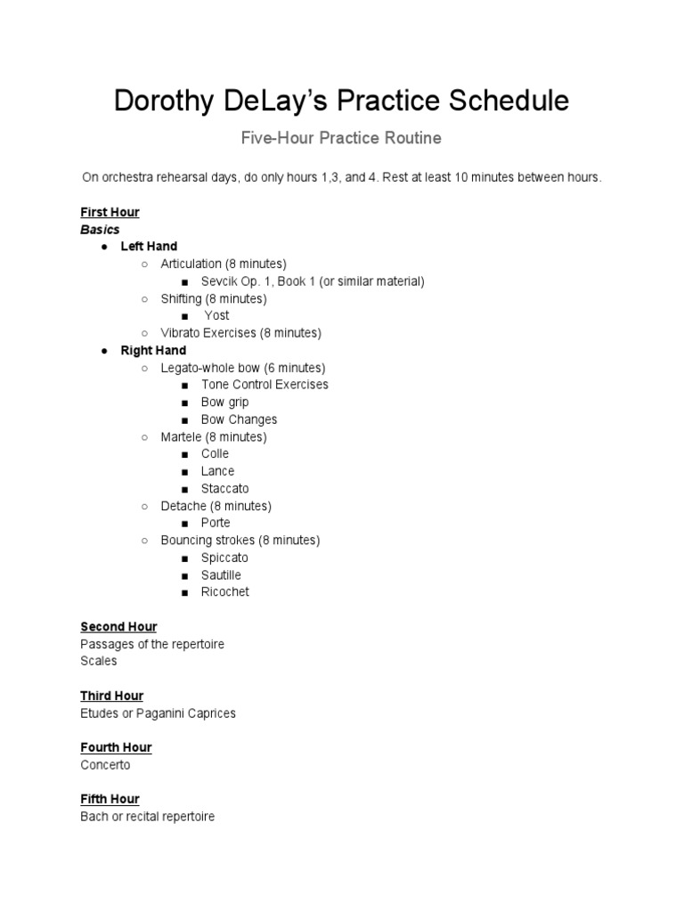 Dorothy DeLay's Violin Practice Routine | PDF | Art
