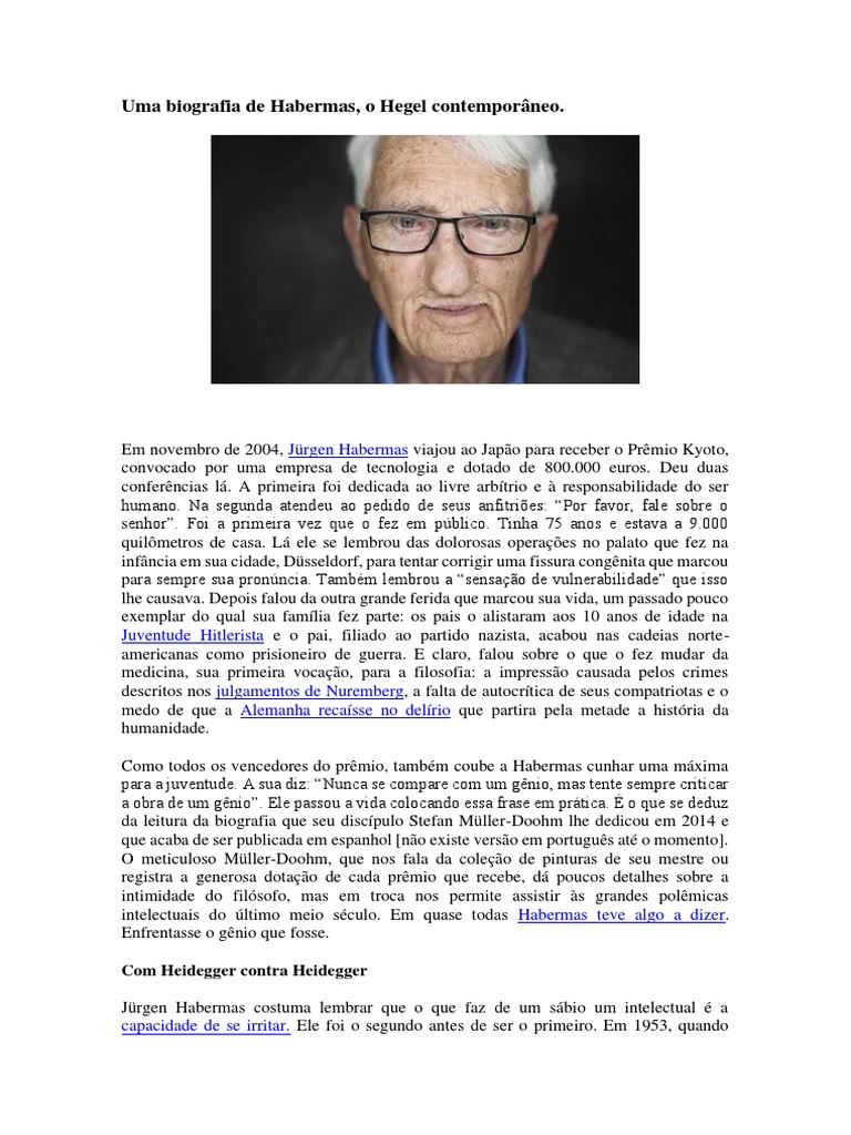 Uma Biografia de Habermas | PDF | Jürgen Habermas | Theodor W. Adorno
