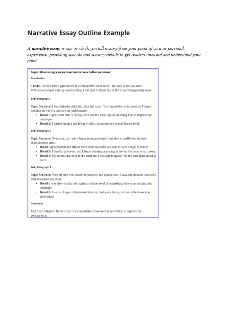 Narrative Essay Outline Example | PDF