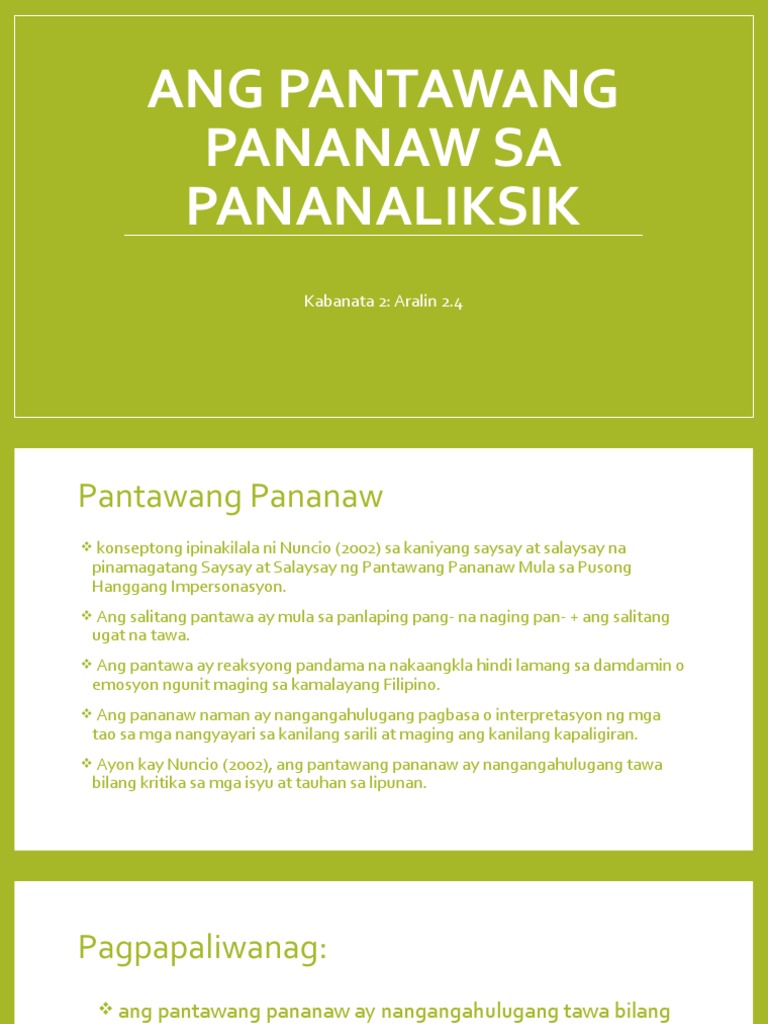 Ang Pantawang Pananaw Sa Pananaliksik | PDF