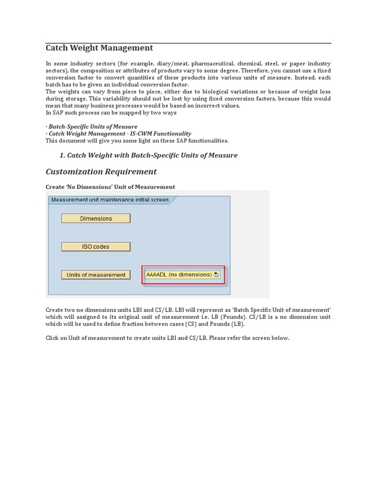 Catch Weight Management in SAP | PDF | Decimal | Inventory