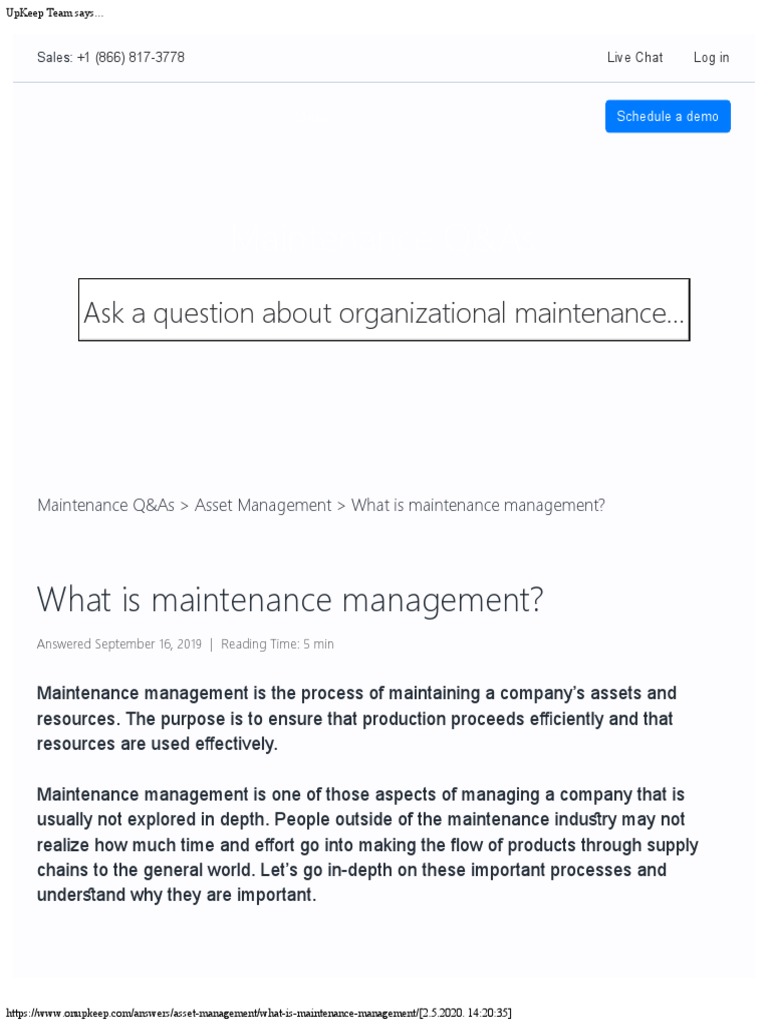 What Is Maintenance Management? | PDF | Business | Computing And ...