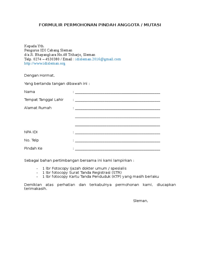 Form Mutasi PDF | PDF