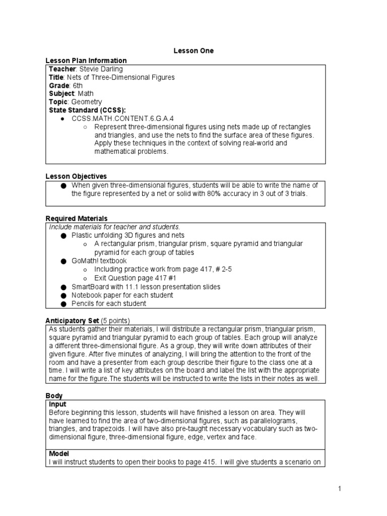 Math Unit Lesson Plan | PDF | Area | Differentiated Instruction