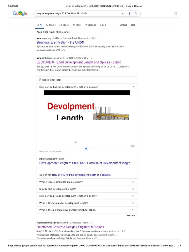 NSCP Development Length COR COLUMN SPLICING - Google Search | PDF ...