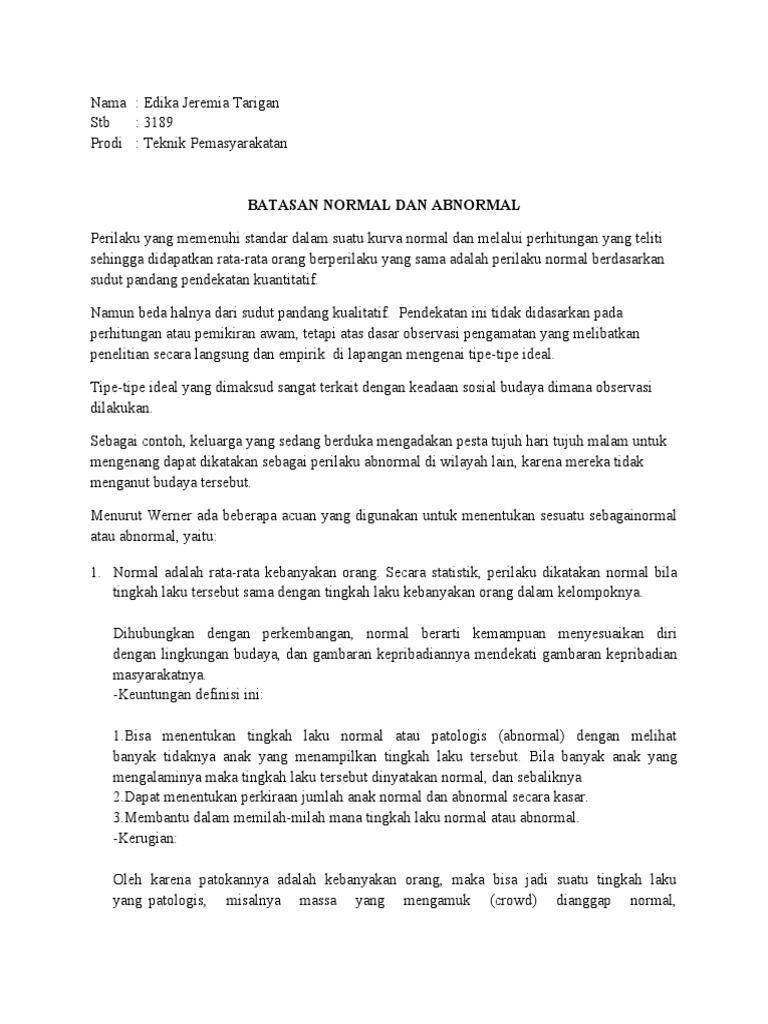 Normal Dan Abnormal | PDF