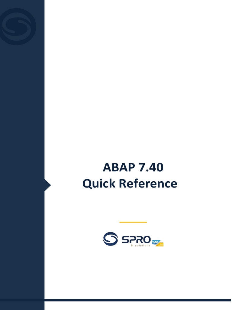 ABAP 7.40 - Quick Reference | PDF | Control Flow | String (Computer Science)