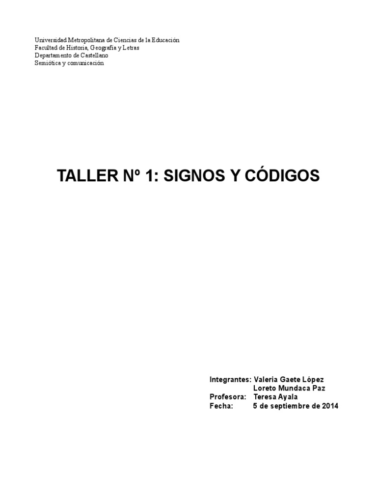 TALLER No 1 SIGNOS Y CODIGOS | PDF | Charles Sanders Peirce | Los símbolos