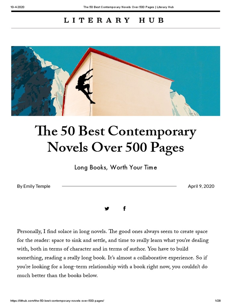 The 50 Best Contemporary Novels Over 500 Pages - Literary Hub PDF | PDF ...