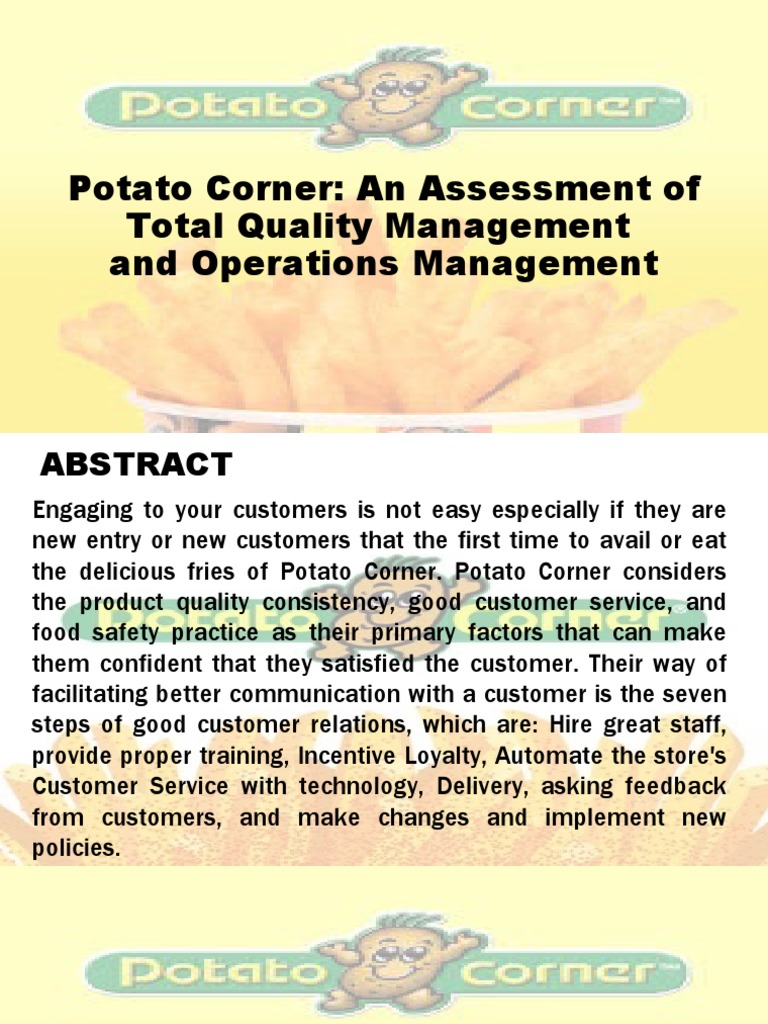 Potato Corner: An Assessment of Total Quality Management and Operations ...
