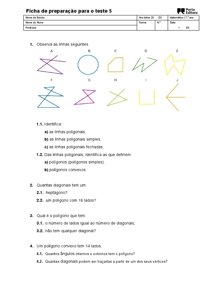 Ficha de Preparação - Teste 4 | PDF | Polígono | Triângulo