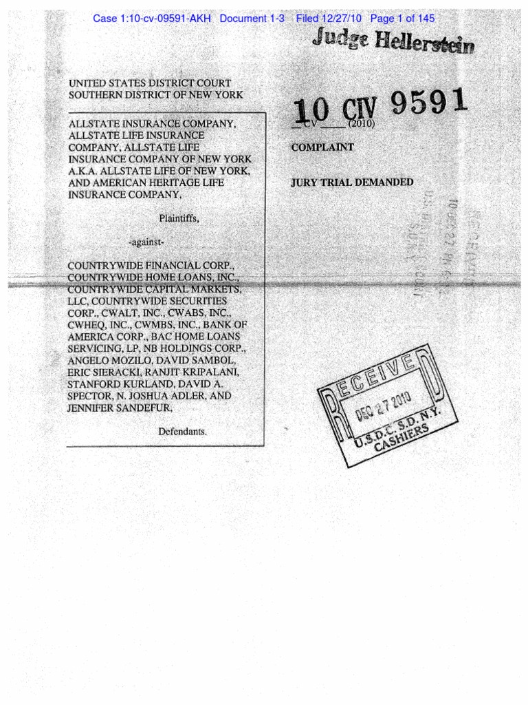 Allstate v. Countrywide Complaint | PDF | Bank Of America Home Loans ...