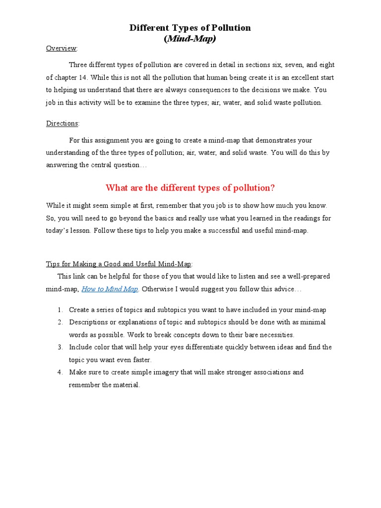 Different Types of Pollution (Mind-Map) | PDF