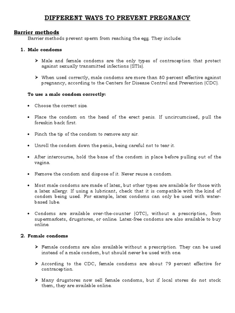 Different Ways To Prevent Pregnancy | PDF | Birth Control | Combined ...