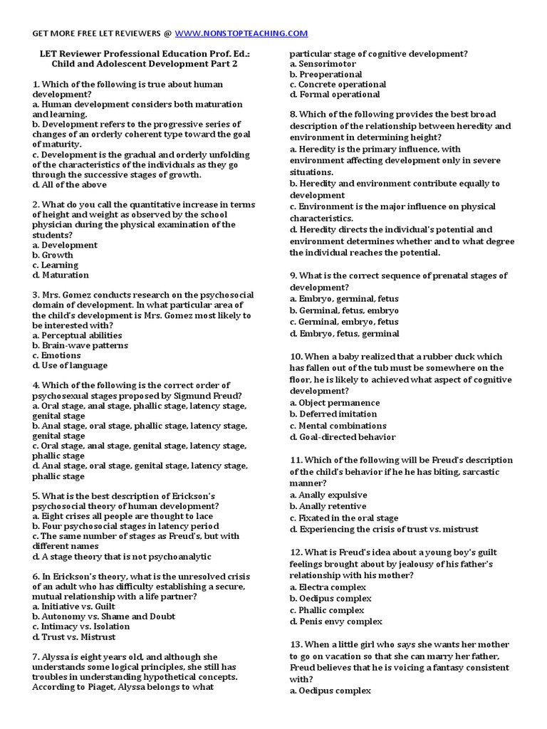 Child and Adolescent Development Part 2 | PDF | Metaphysics Of Mind ...