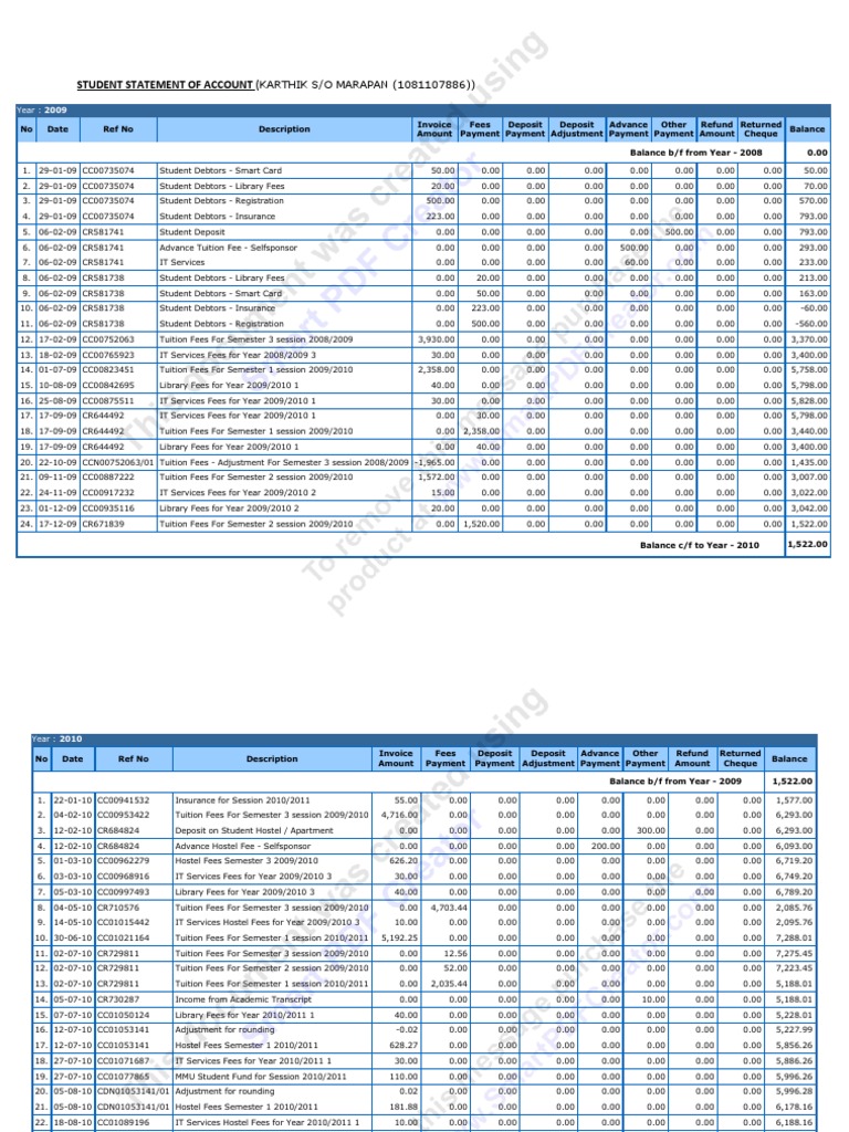 Student Statement of Account-1 | PDF | Payments | Banking
