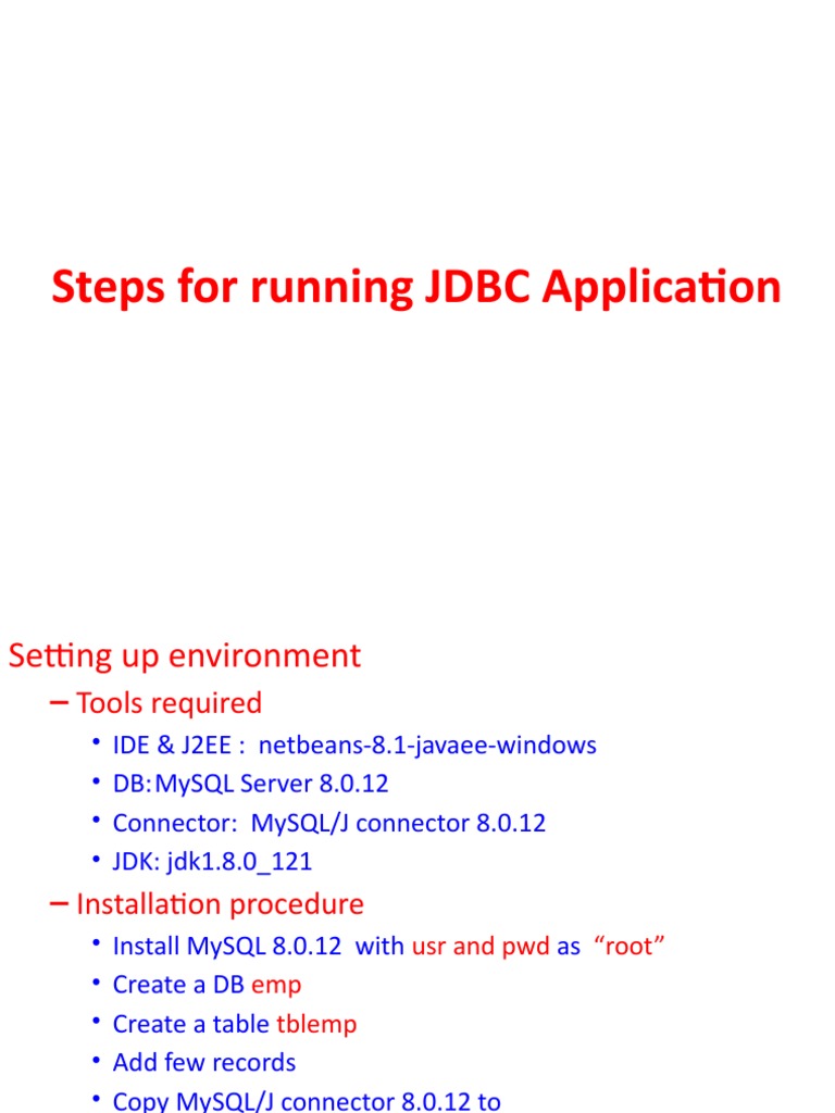 Steps For Running JDBC Application | PDF