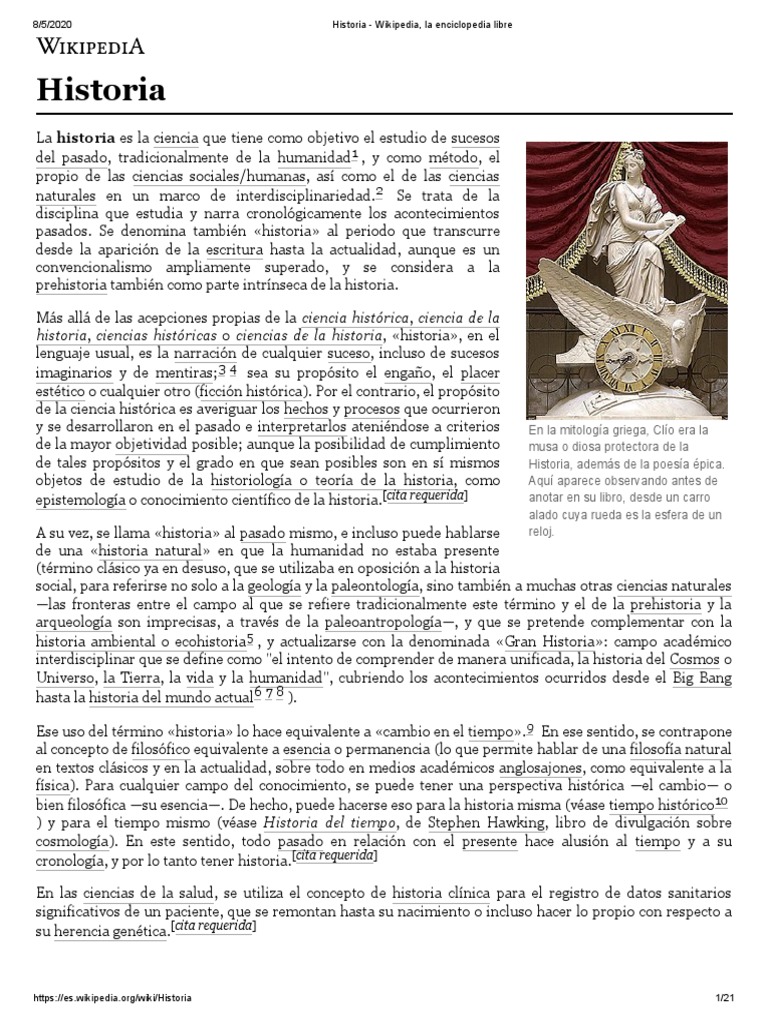 Historia - Wikipedia, La Enciclopedia Libre | PDF | Historiografía | Homo