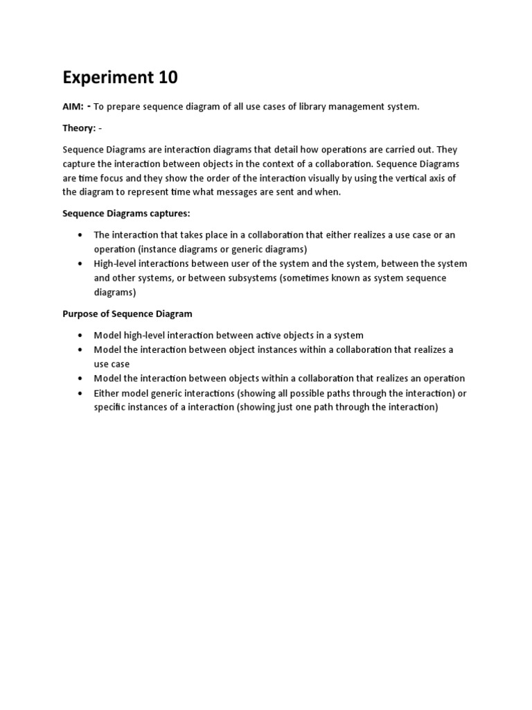 Sequence Diagram Of Library Management System | Pdf