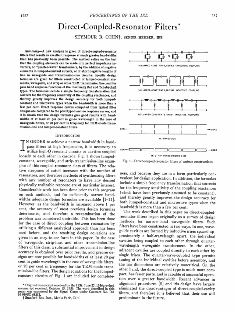 Direct-Coupled-Resonator Filters | PDF | Electronic Filter ...