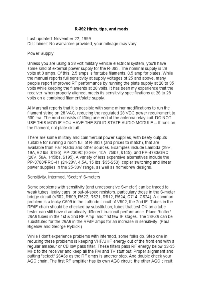 R392 R648 Misc Notes PDF | PDF | Amplifier | Electromagnetism