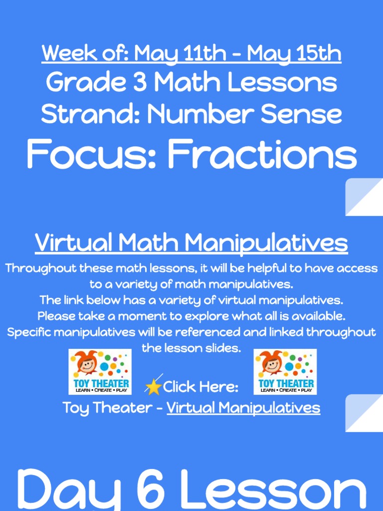 Week Of: May 11th - May 15th: Grade 3 Math Lessons Strand: Number Sense | PDF