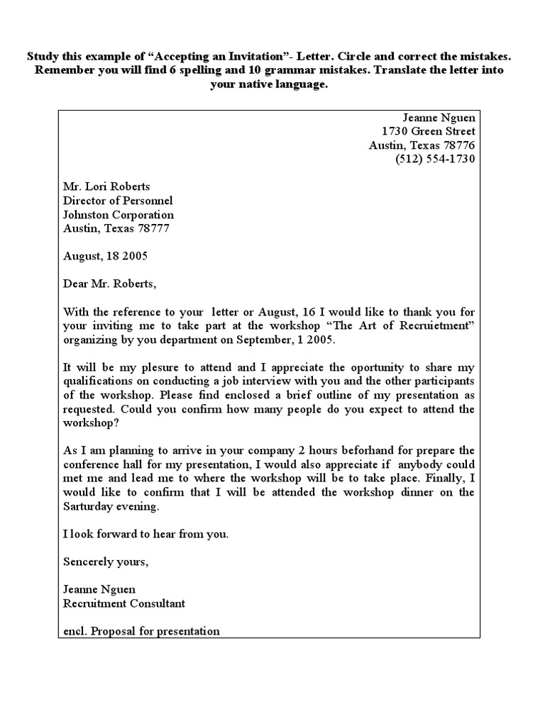 Formal Invitation Acceptance Example | PDF