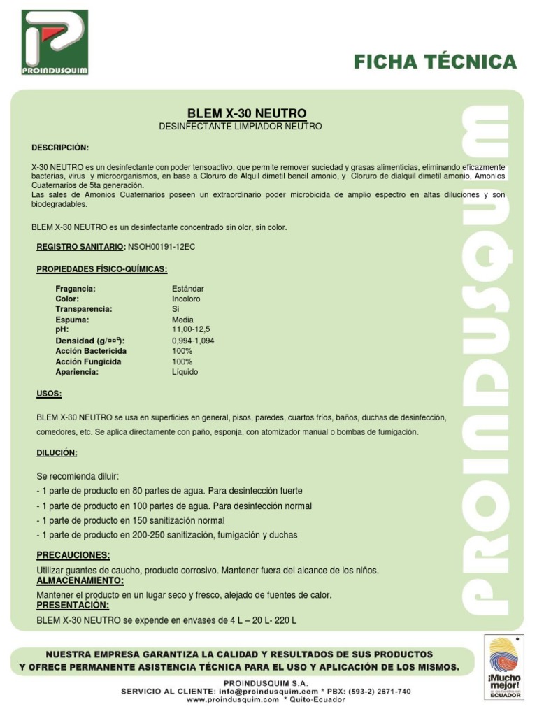 Ficha Técnica Blem X 30 Neutro | PDF