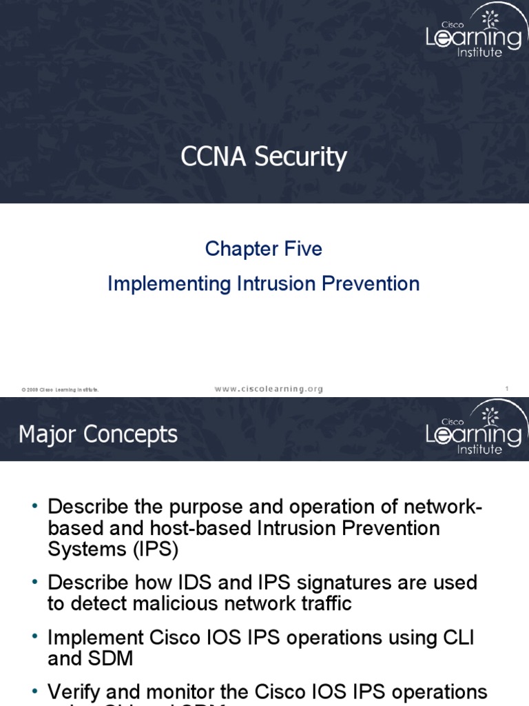 CCNA Security: Chapter Five Implementing Intrusion Prevention | PDF | Firewall (Computing ...