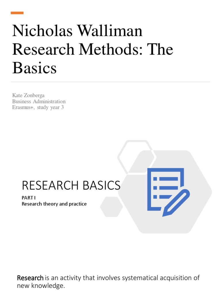 Nicholas Walliman Research Methods: The Basics: Kate Zonberga Business ...
